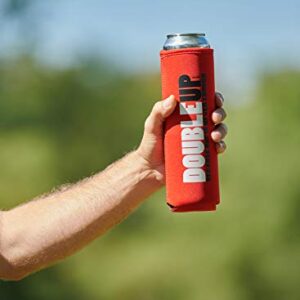 DoubleUp, Double Can Cooler (Red) – The Can Cooler that Holds Two Cans – Perfectly Fits Two 12oz or Two 16oz Cans in this Double Can Coolie.