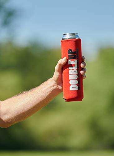 DoubleUp, Double Can Cooler (Red) – The Can Cooler that Holds Two Cans – Perfectly Fits Two 12oz or Two 16oz Cans in this Double Can Coolie.