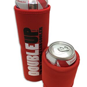 DoubleUp, Double Can Cooler (Red) – The Can Cooler that Holds Two Cans – Perfectly Fits Two 12oz or Two 16oz Cans in this Double Can Coolie.