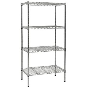 apollo hardware chrome 4-shelf wire shelving with wheels 14"x24"x48" (chrome)