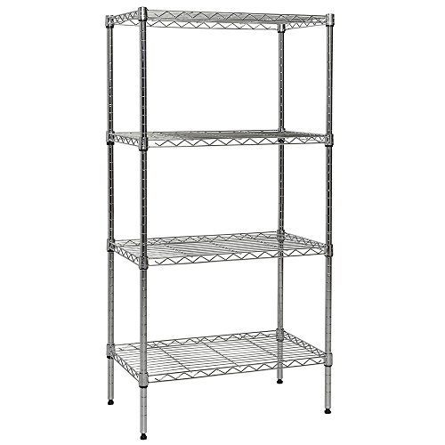 Apollo Hardware Chrome 4-Shelf Wire Shelving with Wheels 14"x24"x48" (Chrome)