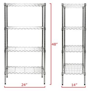 Apollo Hardware Chrome 4-Shelf Wire Shelving with Wheels 14"x24"x48" (Chrome)