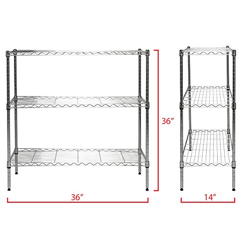 Apollo Hardware Chrome 3-Shelf Wire Shelving with Wheels 14"x36"x36"