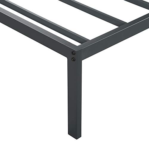 Olee Sleep 14 Inch Heavy Duty Steel Slat Anti-slip Support Easy Assembly Mattress Foundation Bed Frame Maximum Storage Noise Free No Box Spring Needed, Metal, Black