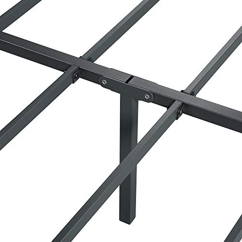 Olee Sleep 14 Inch Heavy Duty Steel Slat Anti-slip Support Easy Assembly Mattress Foundation Bed Frame Maximum Storage Noise Free No Box Spring Needed, Metal, Black