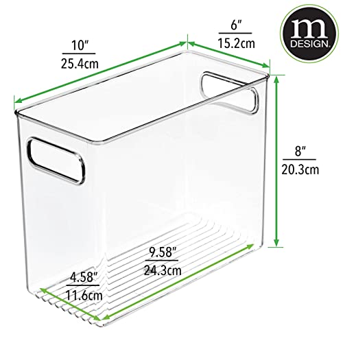 mDesign Plastic Tall Food Storage Organization Container Bin with Handles for Kitchen, Pantry, Cabinet, Fridge/Freezer, Countertop - Organizer for Snacks/Appliances, Ligne Collection, 2 Pack, Clear