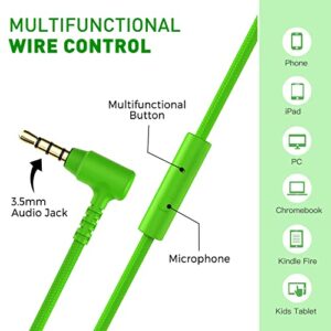 rockpapa 950 Headphones with Microphone for Kids for School Computer, On-Ear Headphones Wired Foldable for Boys chilrens Girls Teens Students Youth Adult Black Green