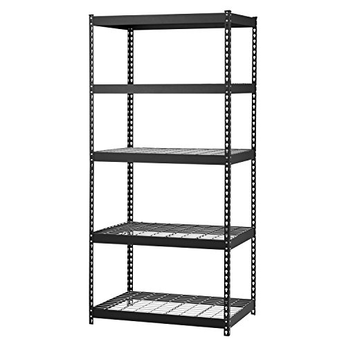 Edsal MROP3618W5B Steel Storage Rack, 5 Adjustable Shelves, 5000 lb. Capacity, 72" Height x 36" Width x 18" Depth, Black