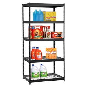 Edsal MROP3618W5B Steel Storage Rack, 5 Adjustable Shelves, 5000 lb. Capacity, 72" Height x 36" Width x 18" Depth, Black