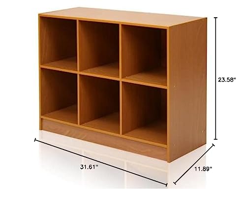 Furinno Basic 3x2 Bookcase Storage, 3" X 2", French Oak Grey/Black,99940GYW/BK