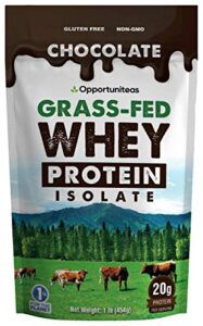 chocolate whey protein powder - grass fed whey isolate + organic cacao + real sugar + himalayan salt - delicious taste for shakes, smoothies, cooking & baking recipes - gluten free & non gmo - 1 pound