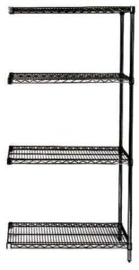 omega 12" deep x 48" wide x 54" high 4 tier black add-on shelving unit