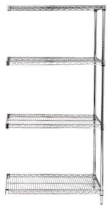 omega 12" deep x 48" wide x 96" high 4 tier chrome add-on shelving unit