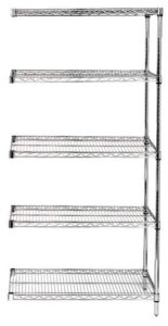 omega 12" deep x 48" wide x 74" high 5 tier chrome add-on shelving unit