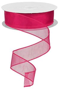 sheer organza ribbon wired. color- fuchsia. 11/2'' x 50 yard