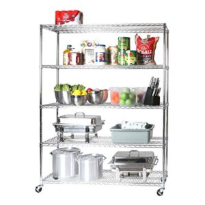 seville classics ultradurable heavy duty nsf solid steel wire rack storage unit organizer for garage, warehouse, office, restaurant, classroom, kitchen, 5-tier shelving, 60" w x 18" d