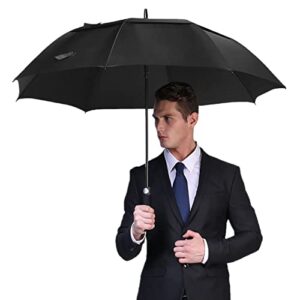 G4Free 62 Inch Automatic Open Golf Umbrella Extra Large Oversize Double Canopy Vented Windproof Waterproof Stick Umbrellas (Black)