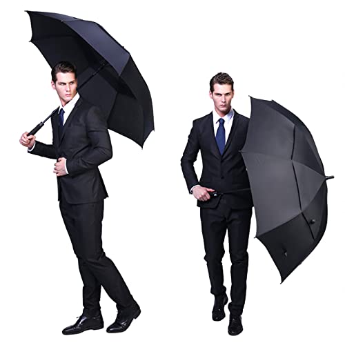 G4Free 62 Inch Automatic Open Golf Umbrella Extra Large Oversize Double Canopy Vented Windproof Waterproof Stick Umbrellas (Black)