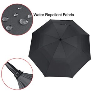 G4Free 62 Inch Automatic Open Golf Umbrella Extra Large Oversize Double Canopy Vented Windproof Waterproof Stick Umbrellas (Black)