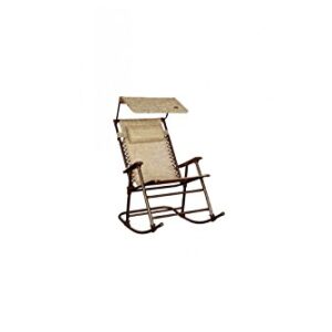 Bliss Hammocks GFR-091S 27" Wide Rocking Chair w/Canopy & Pillow, Foldable, Outdoor, Lawn, Deck, Patio, Weather & Rust Resistant, 360 Lbs Capacity, Sand