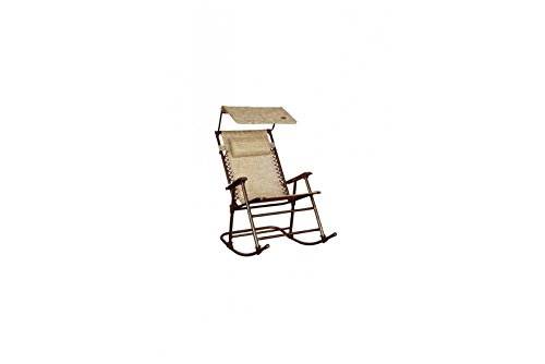 Bliss Hammocks GFR-091S 27" Wide Rocking Chair w/Canopy & Pillow, Foldable, Outdoor, Lawn, Deck, Patio, Weather & Rust Resistant, 360 Lbs Capacity, Sand