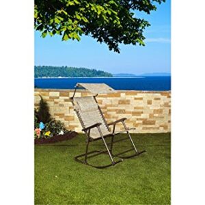 Bliss Hammocks GFR-091S 27" Wide Rocking Chair w/Canopy & Pillow, Foldable, Outdoor, Lawn, Deck, Patio, Weather & Rust Resistant, 360 Lbs Capacity, Sand