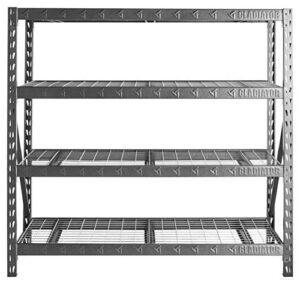 77" wide heavy duty rack with four 24" deep shelves