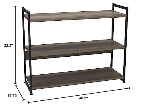 Household Essentials Ashwood 3 Tier Storage Shelf with Metal, Grey Shelves – Black Frame