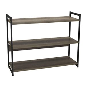 household essentials ashwood 3 tier storage shelf with metal, grey shelves – black frame