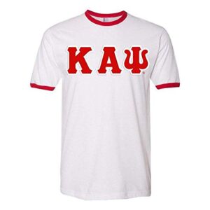 kappa alpha psi lettered ringer shirt 3x-large white/red