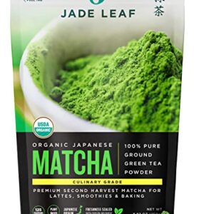 Jade Leaf Matcha Organic Green Tea Powder - Culinary Grade Premium Second Harvest - Authentic Japanese Origin (8.8 Ounce Pouch)