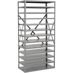 global industrial open bin shelving without bins, 13 shelves, 36x12x73