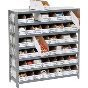 Global Industrial Open Bin Shelving w/7 Shelves & 48 White Bins, 36x12x39