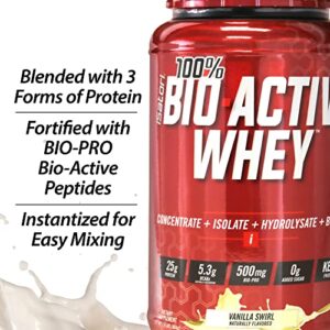 iSatori 100% Bio-Active Whey Protein Powder, Concentrate, Isolate and Hydrolysate - Bio-Gro, Bio Active Peptides, and BCAAs for Recovery 25G of Protein per Serving - Vanilla Swirl (26 Servings)