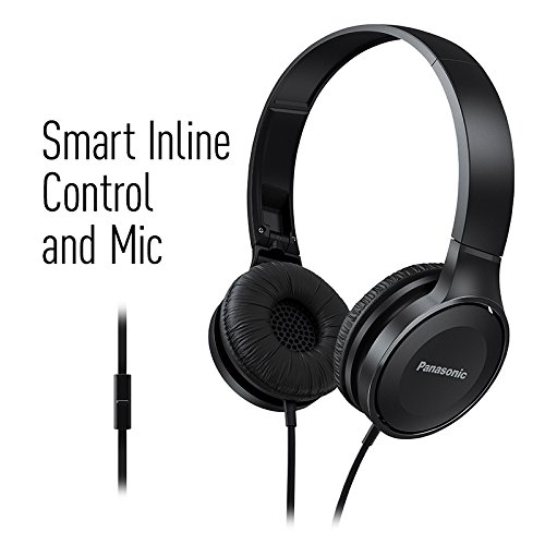 Panasonic On Ear Stereo Headphones RP-HF100M-W with Integrated Mic and Controller, Travel-Fold Design, Matte Finish, White