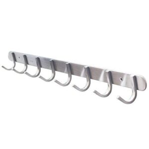 coat hook rack with 8 square hooks - premium modern wall mounted - ultra durable with solid steel construction, brushed stainless steel finish, super easy installation, rust and water proof