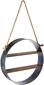 mcs 19 inch round metal wood barrel shelf (45888) galvanized steel, 19"