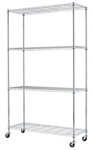 18" L x48 W x72 H 6 Shelf Wire Shelving Unit NSF Garage Storage Shelves Large Heavy Duty Metal Shelf Organizer Height Adjustable Commercial Grade Steel Rack 2100 LBS Capacity with Wheels Chrome