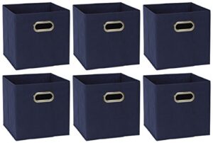 household essentials 81-1 foldable fabric storage bins | set of 6 cubby cubes with handles | navy blue, 6 lbs