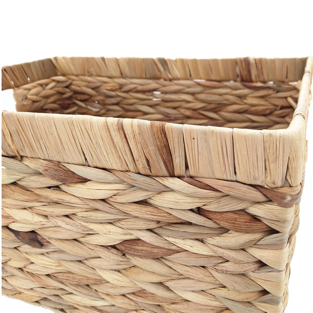 Woven Natural Water hyacinth Rectangular Storage Baskets with inside Handle,Kingwillow(Large)