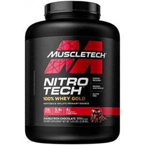 whey protein powder | muscletech nitro-tech whey gold protein powder | whey protein isolate smoothie mix | protein powder for muscle gain | chocolate protein powder, 5 lbs (69 serv) (package varies)