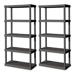 sterilite heavy-duty 5-shelf ventilated shelving unit, gray (2 pack) | 0155v01