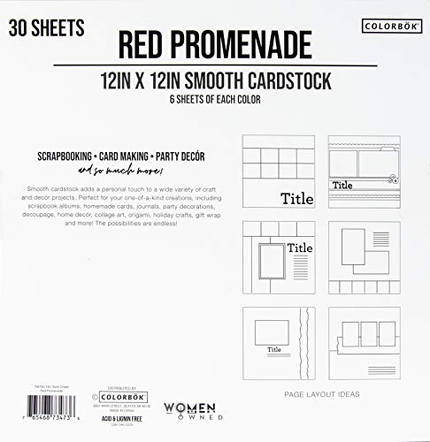 ColorBok 73473B Smooth Cardstock Paper Pad Red Promenade, 12" x 12",73473A