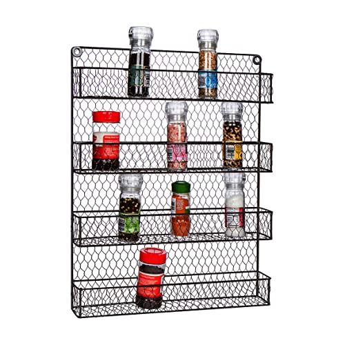 Trademark Innovations 4-Tier Wire Spice Rack Storage Organizer - Wall Mount or Countertop