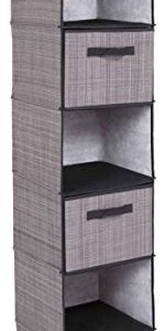 Internet's Best Hanging Closet Organizer with Drawers - 6 Shelf - 3 Drawers - Clothing Sweaters Shoes Accessories Storage - College Dorm Essential - Grey