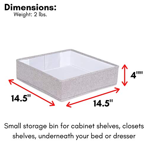 Internet's Best Small Collapsible Under the Bed Storage Bin - Small Square - 14.5 x 14.5 - Short Closet Shelf Open Storage - Rigid Frame Canvas Container