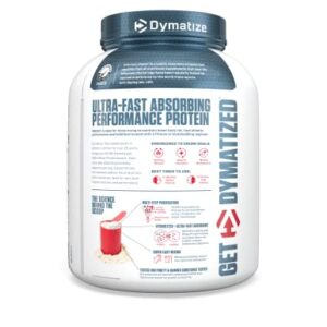 Dymatize ISO100 Hydrolyzed Protein Powder, 100% Whey Isolate Protein, 25g of Protein, 5.5g BCAAs, Gluten Free, Fast Absorbing, Easy Digesting, Strawberry, 5 Pound