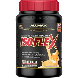 allmax nutrition - isoflex whey protein powder, whey protein isolate, 27g protein, orange dreamsicle, 2 pound