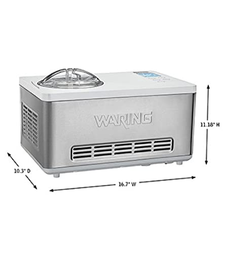 Waring Commercial WCIC20 2 Quart Capacity Ice Cream Maker with Built in Compressor, 180W, 120V, 5-15 Phase Plug