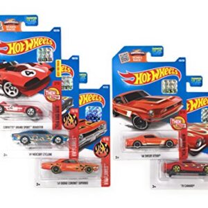 Hot Wheels Muscle Car Madness 5 Pack Random Diecast Bundle Set with Various Corvettes, Mustangs, Camaros, Chargers, GTO"s, Firebirds, Shelby, and More